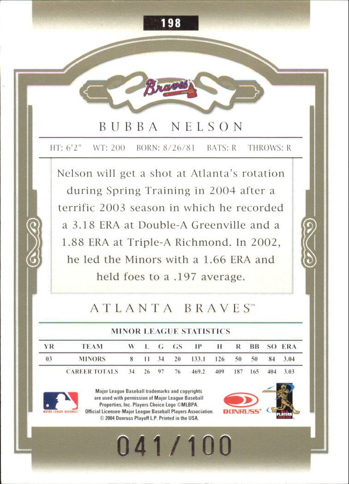 2004 Donruss Classics Significant Signatures Green Baseball #198 Bubba ...