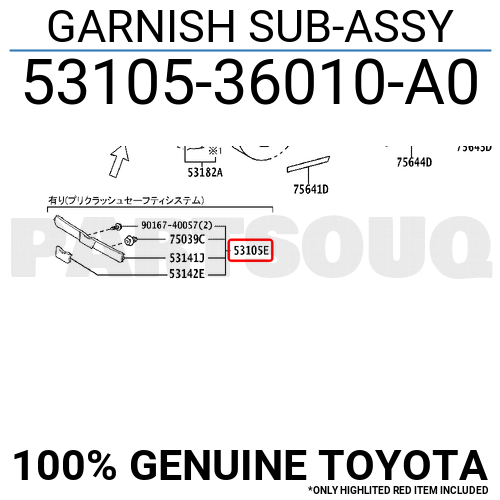 5310536010A0 Genuine Toyota GARNISH SUB-ASSY 53105-36010-A0 | eBay