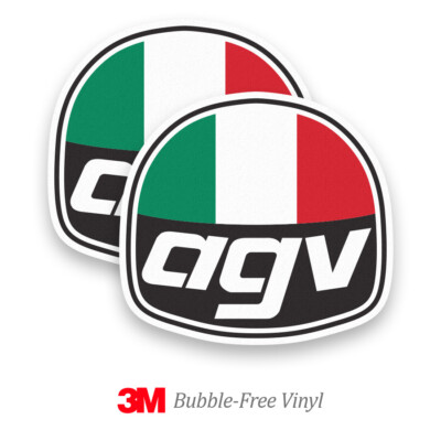 2x AGV Logo Sticker Vinyl Decal Bike Helmet Moto Racing Tournament Race ...