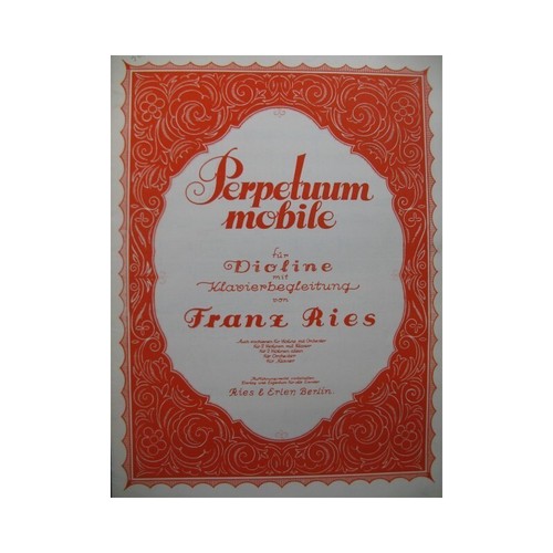 RIES Franz Perpetuum Mobile op 34 No 5 Violon Piano | eBay