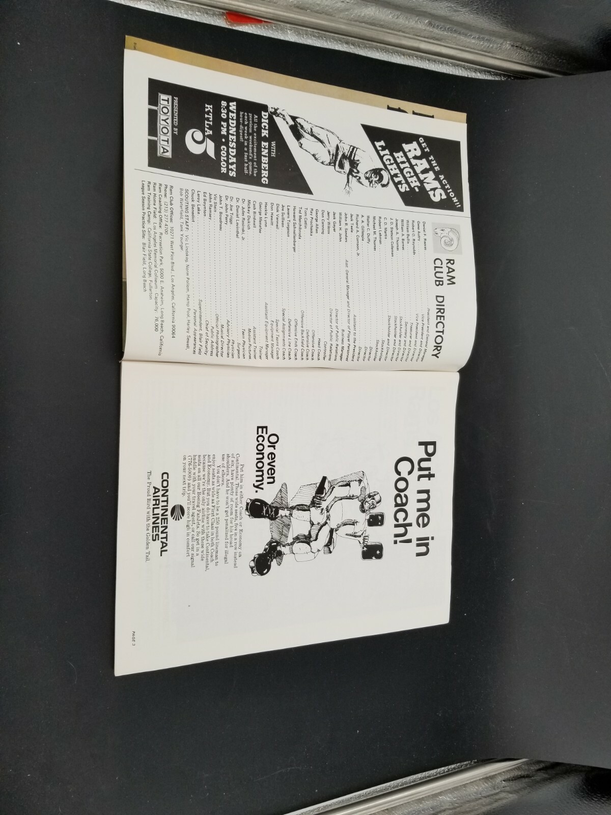 Rams VS Vikings December 7 1969 Los Angeles Memorial Coliseum Program ...