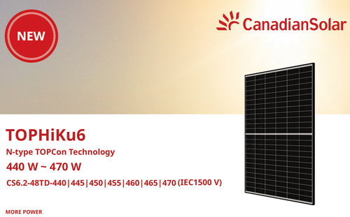 Canadian 465w Solar Panel N-type TOPcon Dual Glass - Black (CS6.2-48TD ...