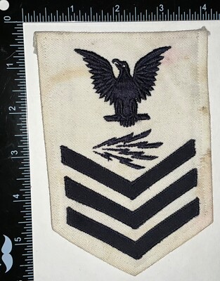 Pre WWII 1940 DATE USN US Navy Radioman Petty Officer 1st Class White ...