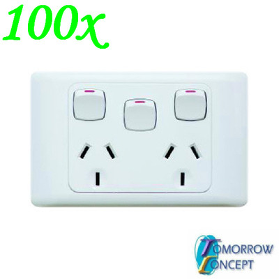 100 x Double Wall Power Point GPO with extra SWITCH | eBay Australia