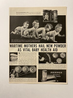 WW2 Mennen Antiseptic Baby Powder Wartime Mothers Hail New Powder Print ...