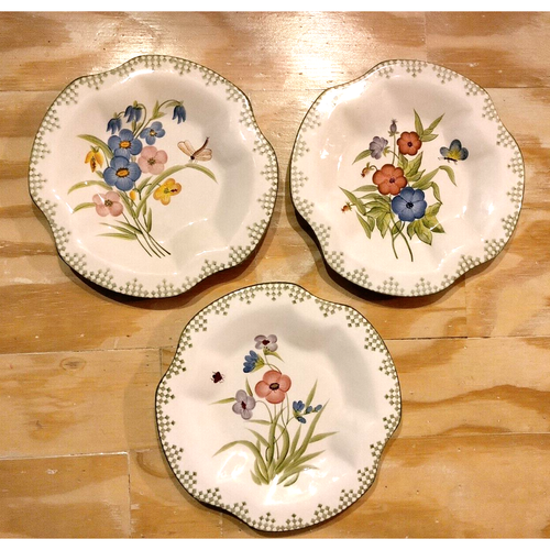 (3) Home Interiors Decor Plate Set - Floral Prints Dishwasher Safe ...