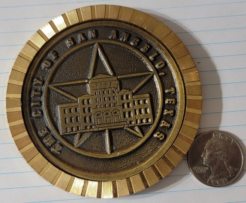 San Angelo Texas Cast Cup Holder Coaster Huge Challenge Coin Lone Star ...