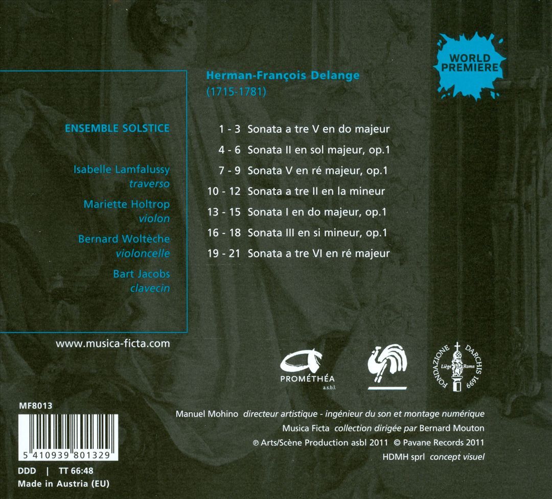 SOLSTICE ENSEMBLE HERMAN-FRANÇOIS DELANGE: SONATE E SONATE A TRE NEW CD ...