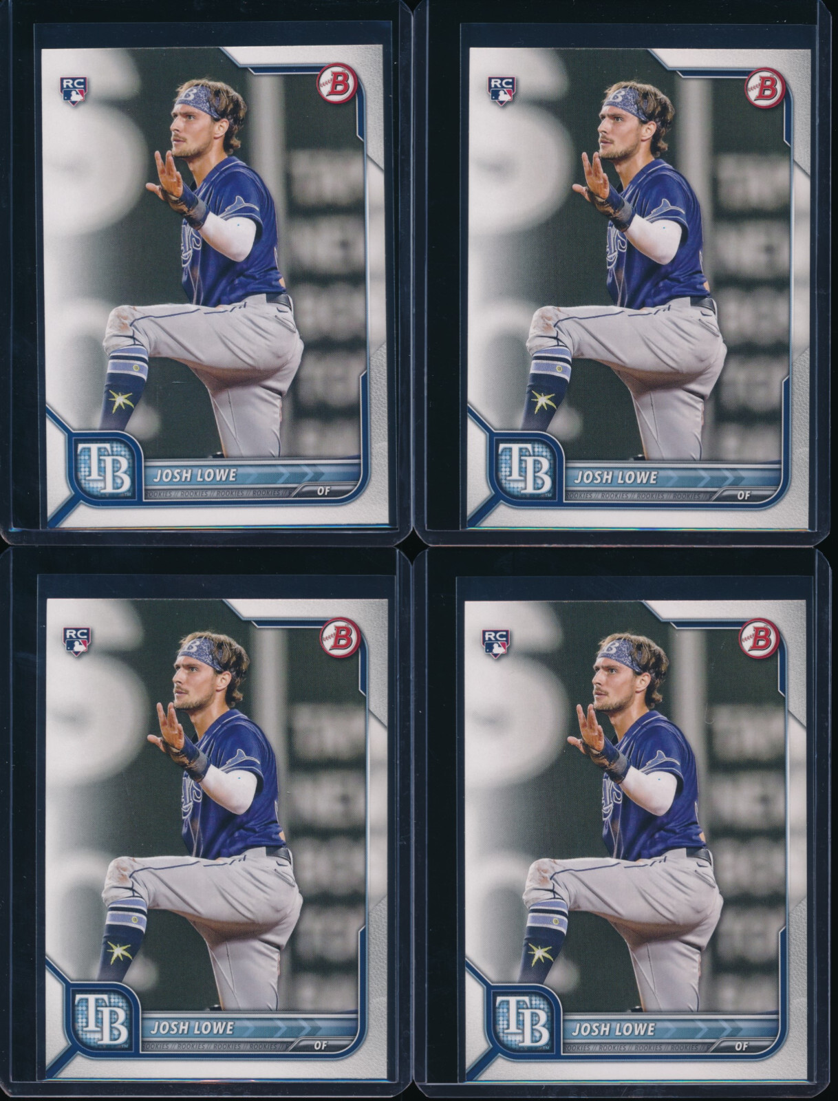 Lot of (4) JOSH LOWE 2022 Bowman Paper Rookies TAMPA BAY RAYS Rookie ...