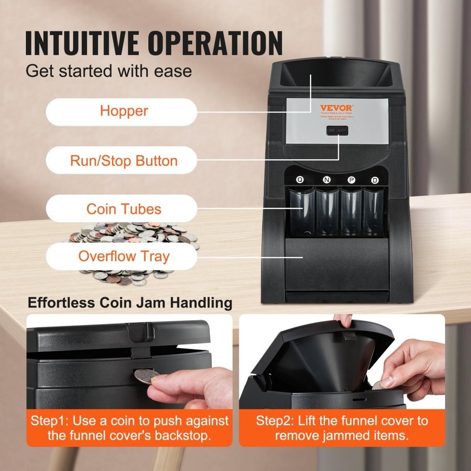 Electric Coin Sorter Change Money Cash Counting Counter Machine Anti ...