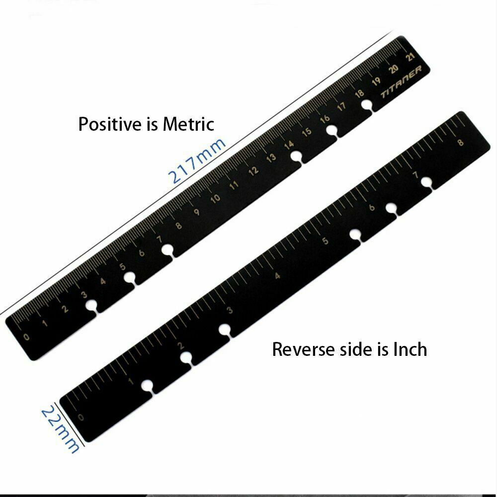 8" In TITANER Titanium Double Bevel Scale Inch Metric Ruler Student ...