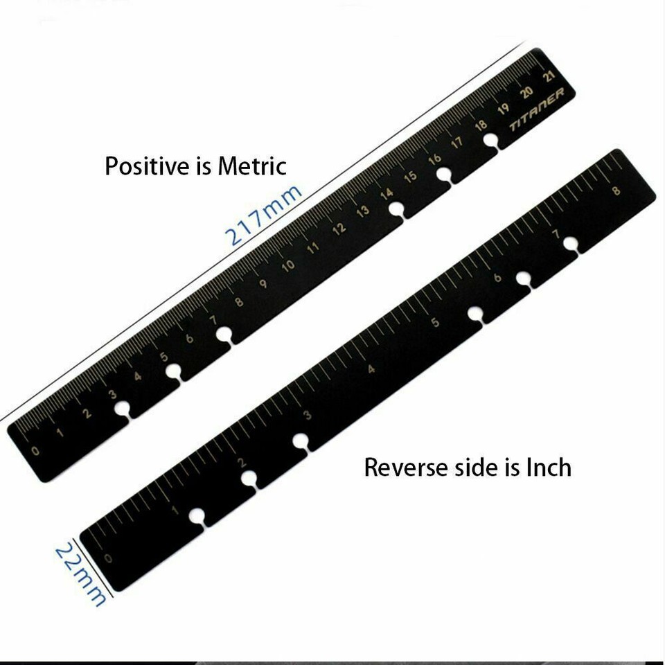 8" In TITANER Titanium Double Bevel Scale Inch Metric Ruler Student ...