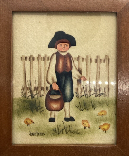 Jean Henry Vintage Theorem 6" Oil Painting on Velvet Signed Framed Farm ...