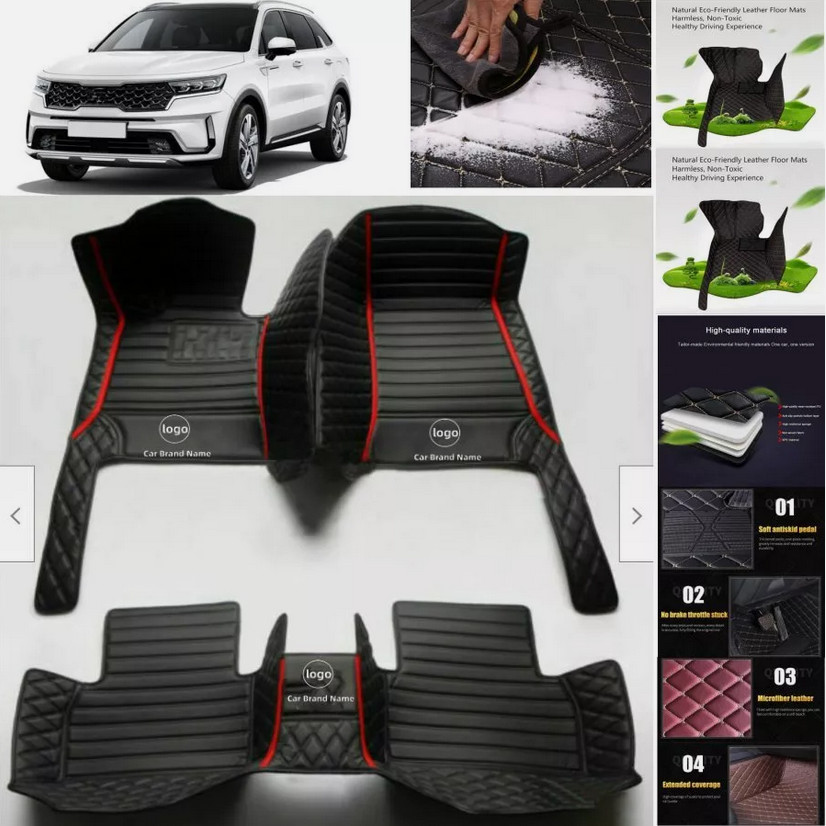 For KIA Sorento Soul Floor Mats All Weather Luxury Custom PU Leather ...