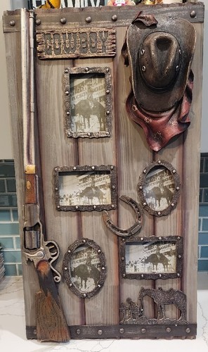 💥Rustic Western Cowboy Hat Rifle 5 Pictures Frames HorseShoes Rifle 4×6 ...