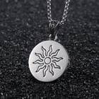 Mens Stainless Steel Fashion Fire Sun Solar Pendant Necklace Black ...