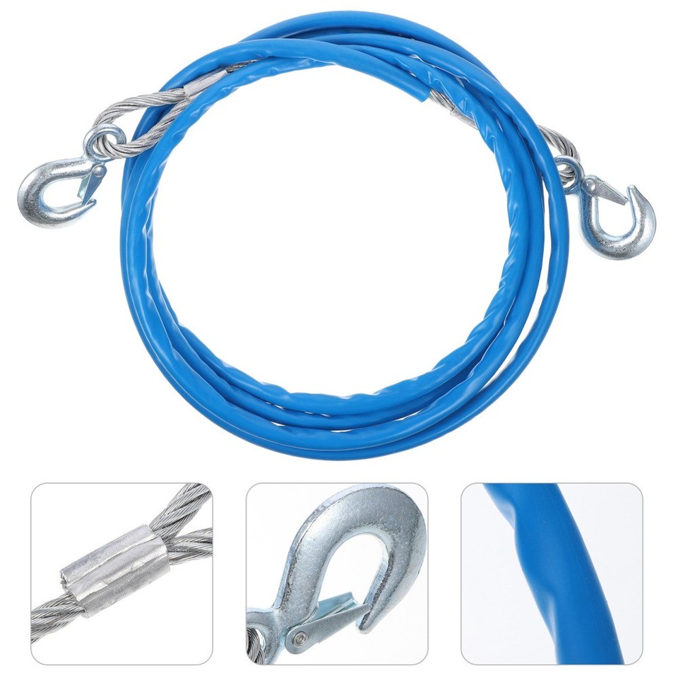 1PC 4M Car Hauling Cable Sturdy Car Trailer Rope with Hooks （Blue ...