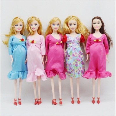 Educational Barbi Dolls Toys Pregnant Mom Brown Blonde Hair Have a Baby ...