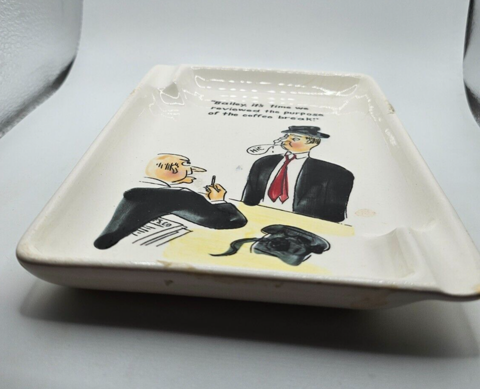 VINTAGE CERAMIC ASHTRAY "Comic Style" Made in JAPAN Workplace Humor ...