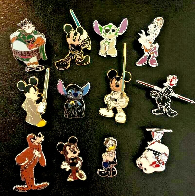 12 Pin Star Wars Disney Character Pins 2008 Complete Set - Yoda Boba ...