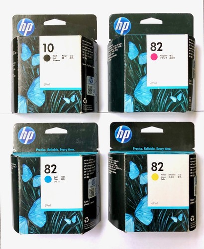 4 x Original HP DesignJet 500 800 800PS / Ink 10 + 82 BK/C/M/Y ...