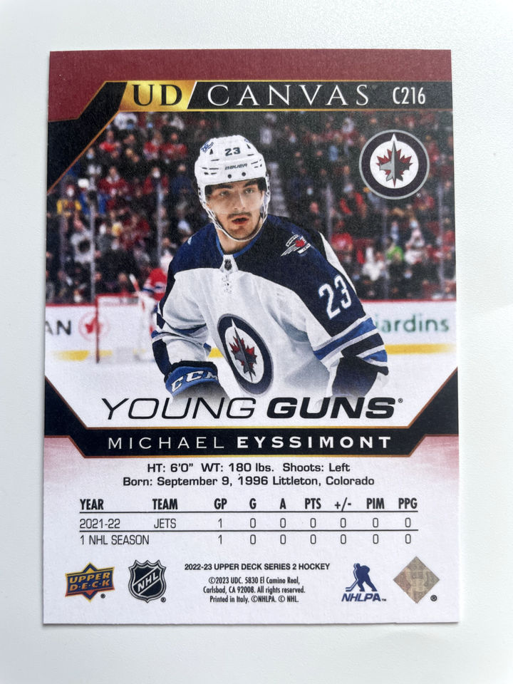 2022-23 Upper Deck Series 2 Michael Eyssimont Young Guns Canvas Insert ...