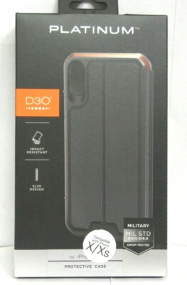 Platinum - D30 Protective Case for Apple iPhone X and XS - Black/Orange ...