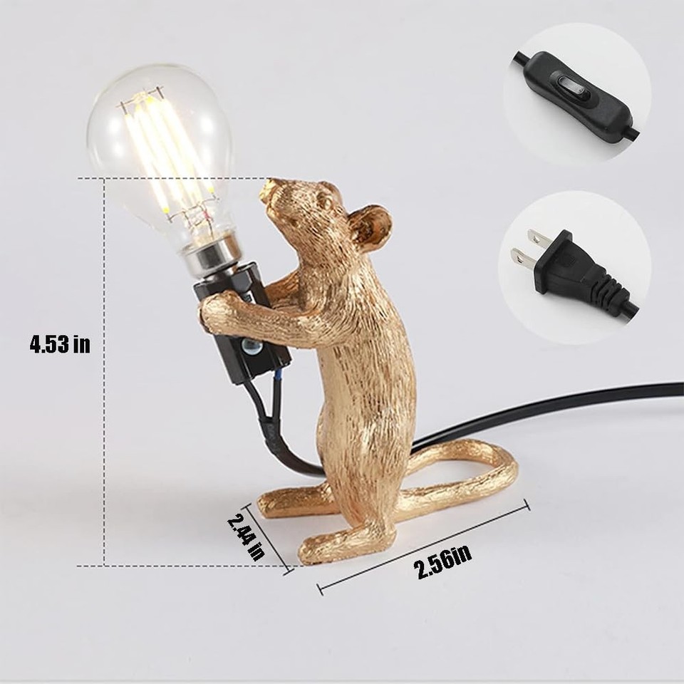LED Resin Animal Rat Desk Modern Cute Art Children's Bedside Gift Table ...