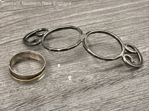Unmarked Tests Sterling Silver Lot Scarf Ring Buckle Hammered Spinner ...