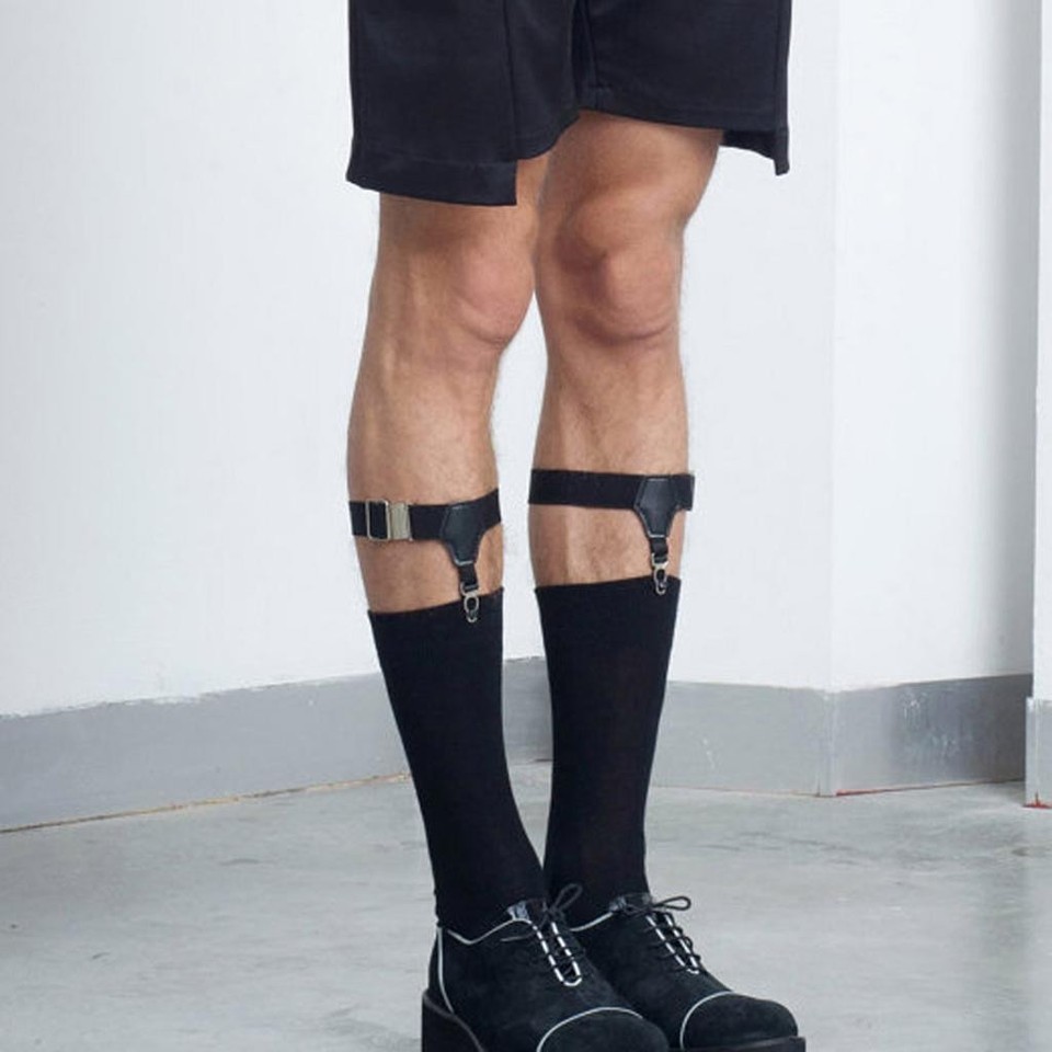 2 Pairs Mens Elastic Garter Belt Socks Gothic Leg Harness | eBay UK
