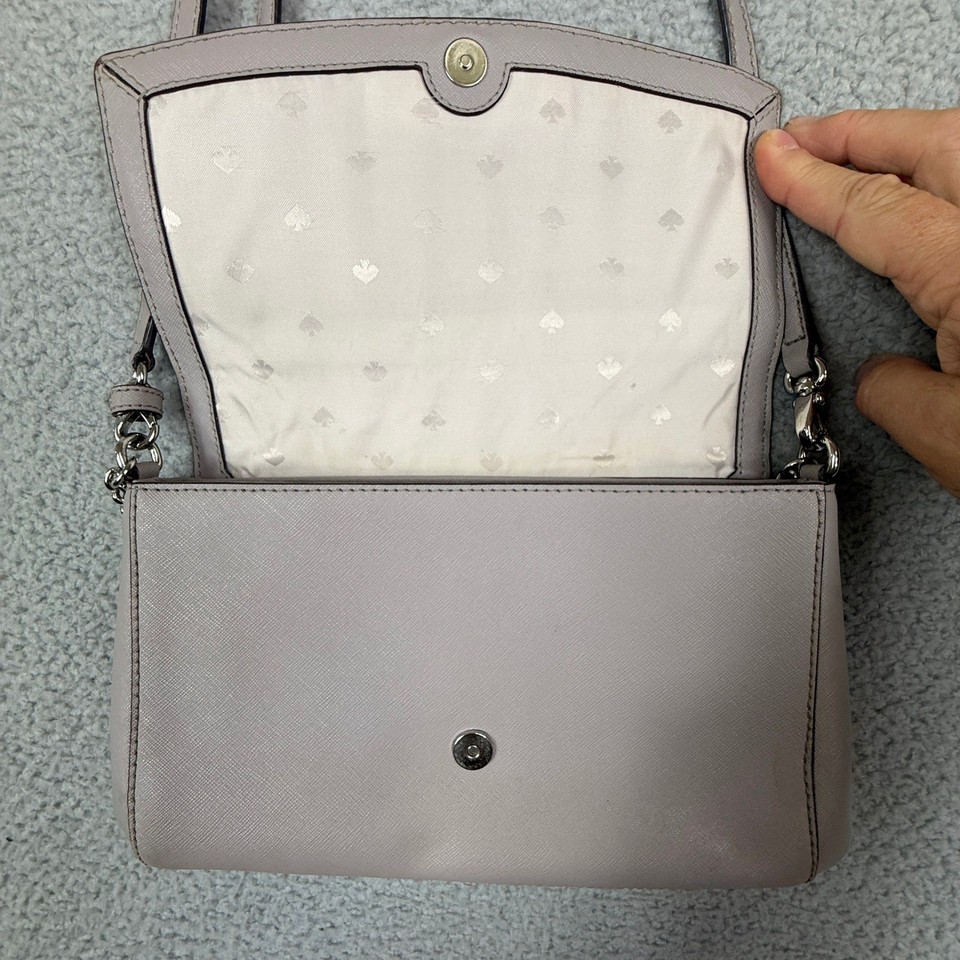 Kate Spade Crossbody Bag Shoulder Bag Light Gray Spade Logo Chain ...