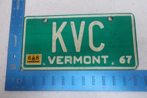 Vermont VT License Plate Tag 1967 67 1968 68 Vanity K V C Initials ...