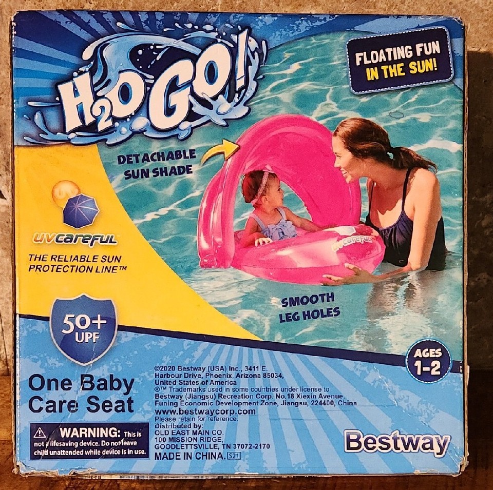 H2O Go! Baby Care Seat Float 50+ UPF Protection Detachable Sun Shade ...
