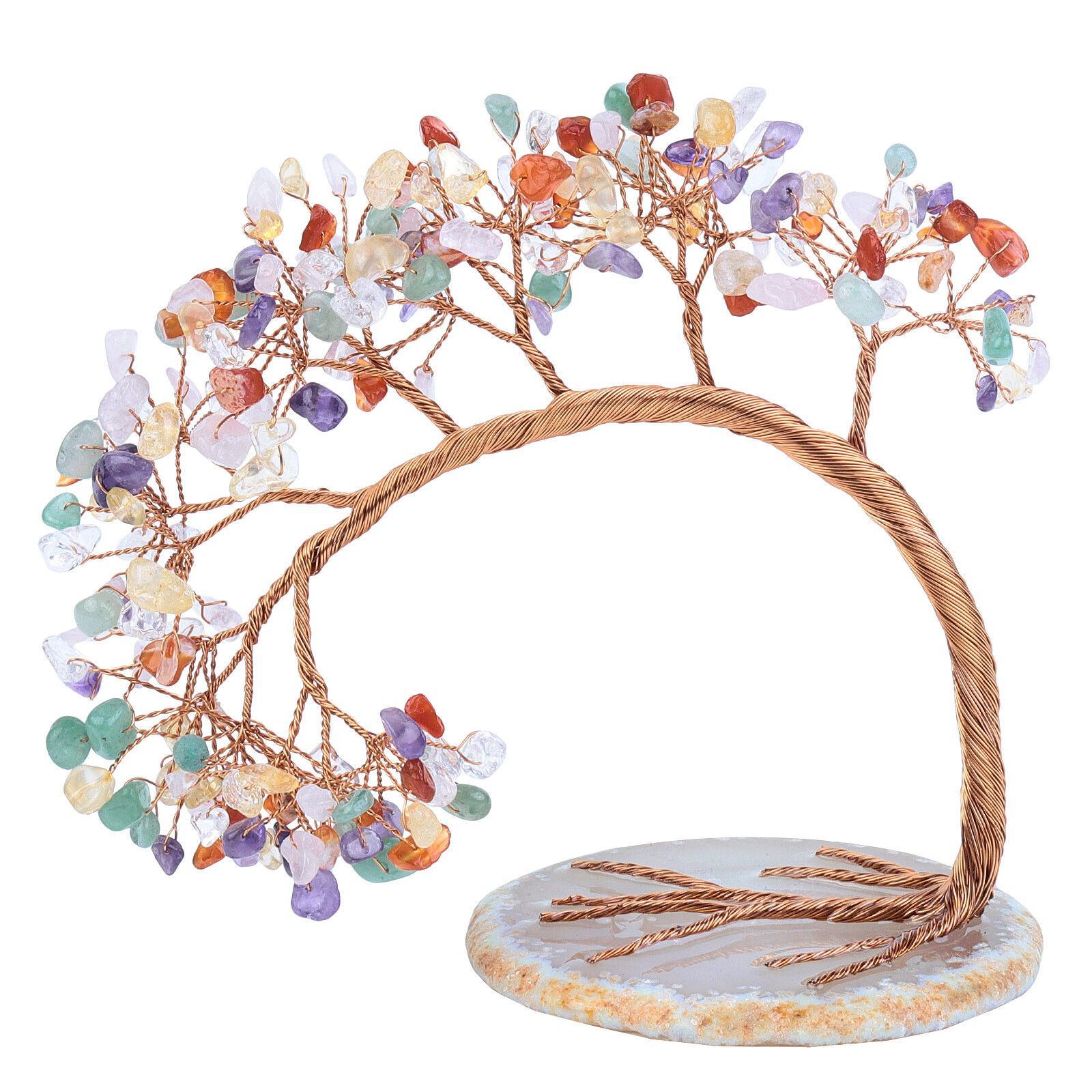 Natural Crystal Stone Money Tree Agate Slice Base Feng Shui Bonsai for ...