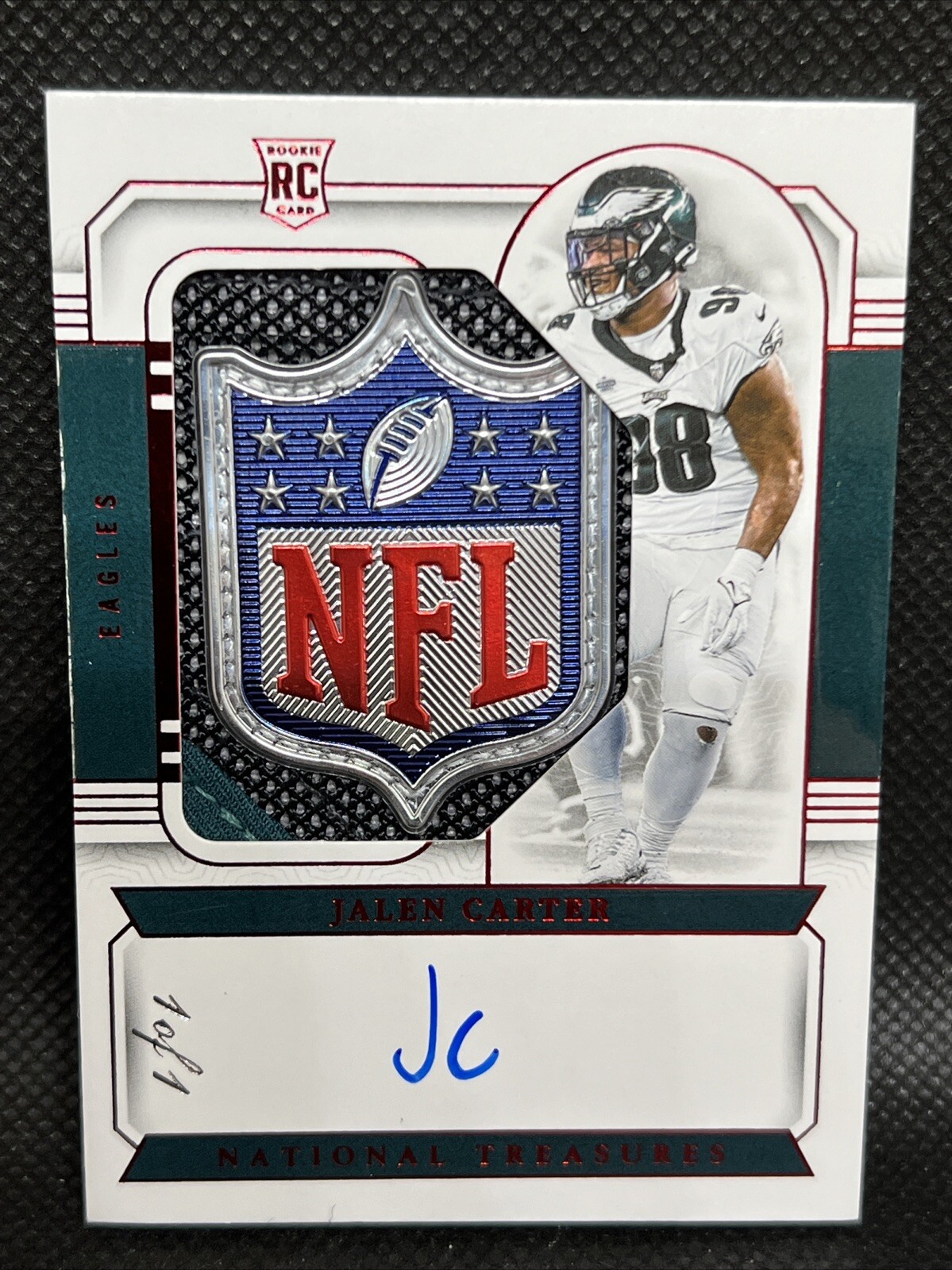 2023 Panini National Treasures 1/1 NFL SHIELD PATCH AUTO JALEN CARTER ...