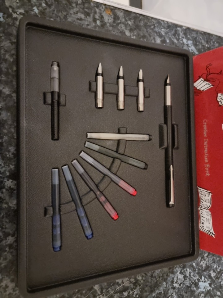 Parker Vector Fountain Pen 4 Nib 6 Ink Cartridges Calligraphy Gift Set ...