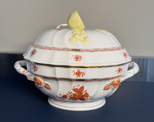Large 13 Inch Herend Hungary Chinese Bouquet Rust Soup Tureen & Lid ...