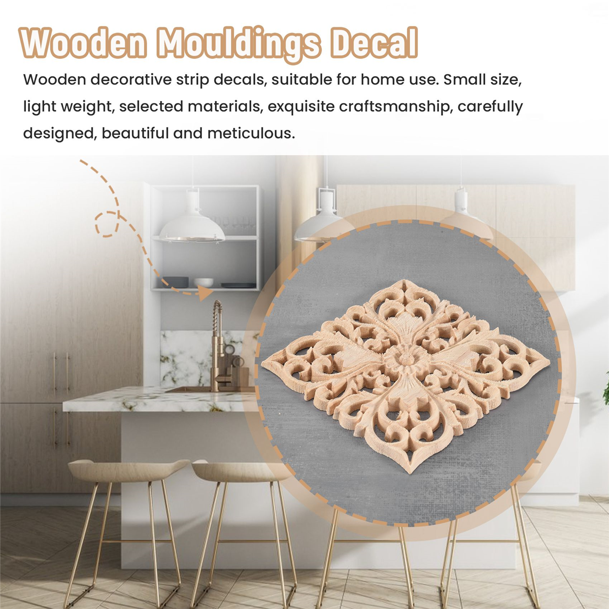 3X(Wooden Decal Supply European- Applique Real Wood Carving Accessories ...