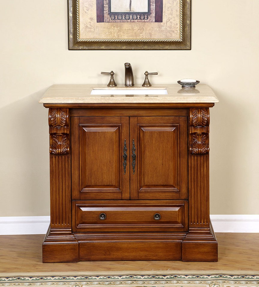 38.75" Bathroom Single Vanity Lavatory Rectangle Sink Cherry Finish ...