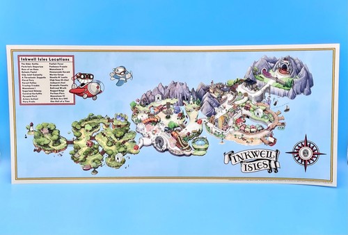 Cuphead Mugman Inkwell Isles Map Giclee Art Print Wall Poster 28 x 12 ...