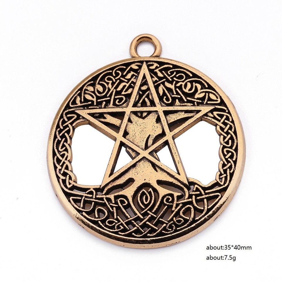 New5pcs Norse Amulet Tree of Life Yggdrasil Pentacle PentagramCharmfor ...