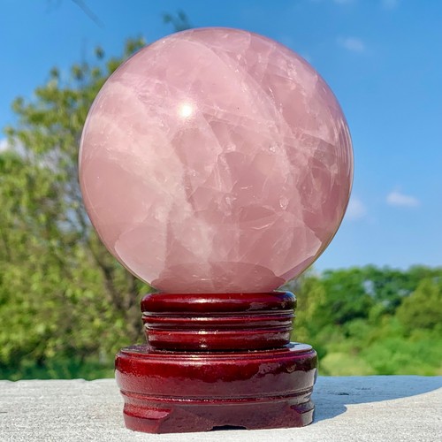 5.83LB Natural Pink Rose Quartz Sphere Crystal Ball Decor Reiki Healing ...