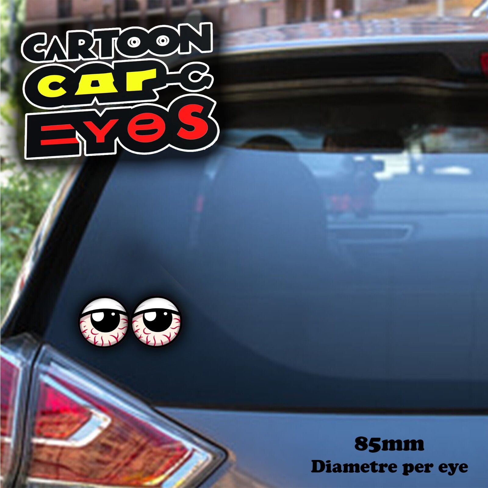 Novelty Cartoon Bloodshot Eyes Car Sticker Decals - Smoker Style - 85mm ...