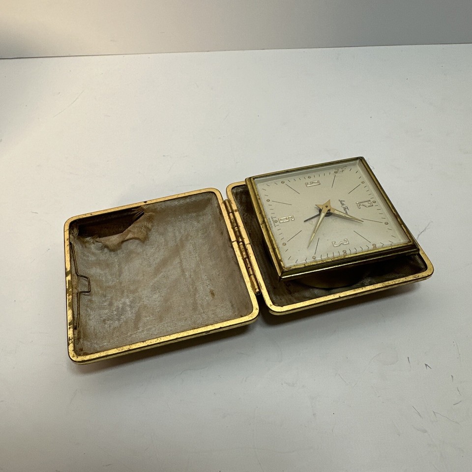 Vintage Seth Thomas Travel Alarm Clock Running Clamshell Case Windup | eBay