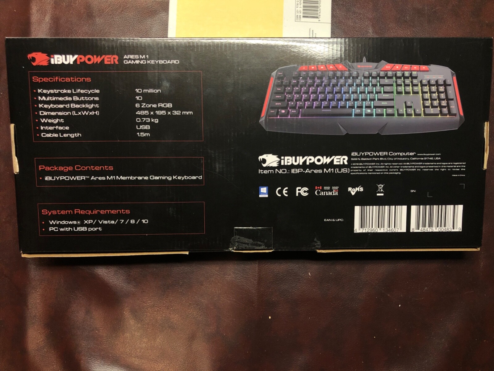 ARES M1 Gaming Keyboard Black/Red w/ RGB LEDs iBuyPower | eBay
