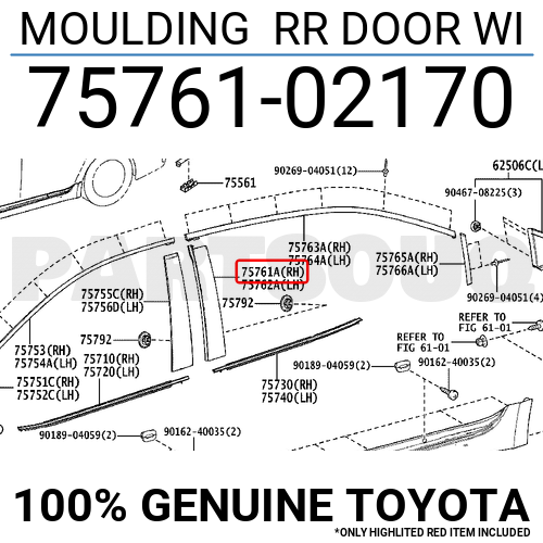 7576102170 Genuine Toyota MOULDING RR DOOR WI 75761-02170 | eBay