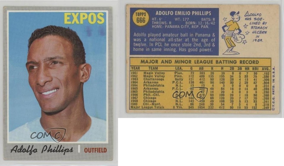 1970 Topps High # Adolfo Phillips #666 o7m | eBay