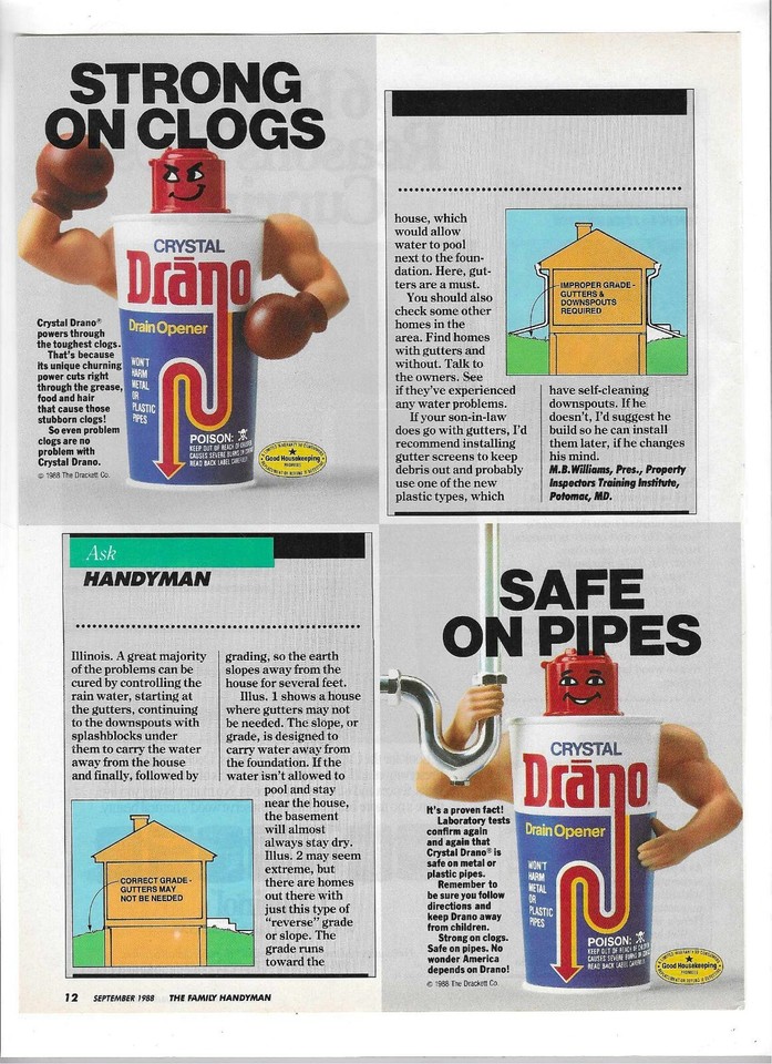 1988 Cuprinol Wood Preservatives & Crystal Drano Clog Remover Vintage ...