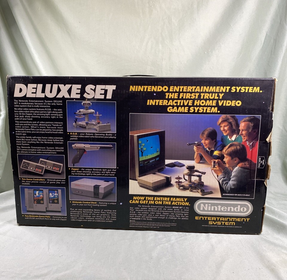 Complete In Box Nintendo NES DELUXE Set ROB Robot Duck Hunt Zapper Gun ...