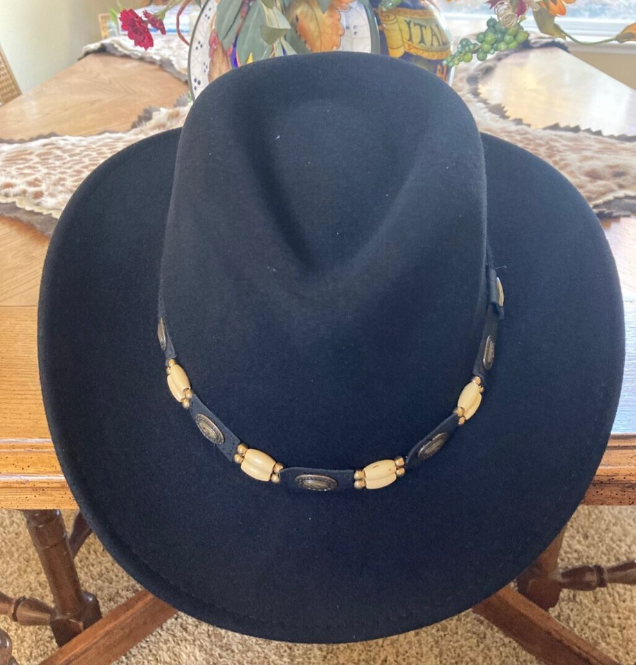 Scala Men Black Wool Outback Hat L * New Crushable Aussie Repel Water ...